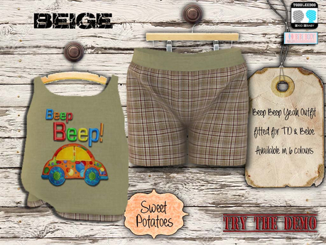 Second Life Marketplace - Beep Beep Yeah Outfit for TD & Bebe - Beige